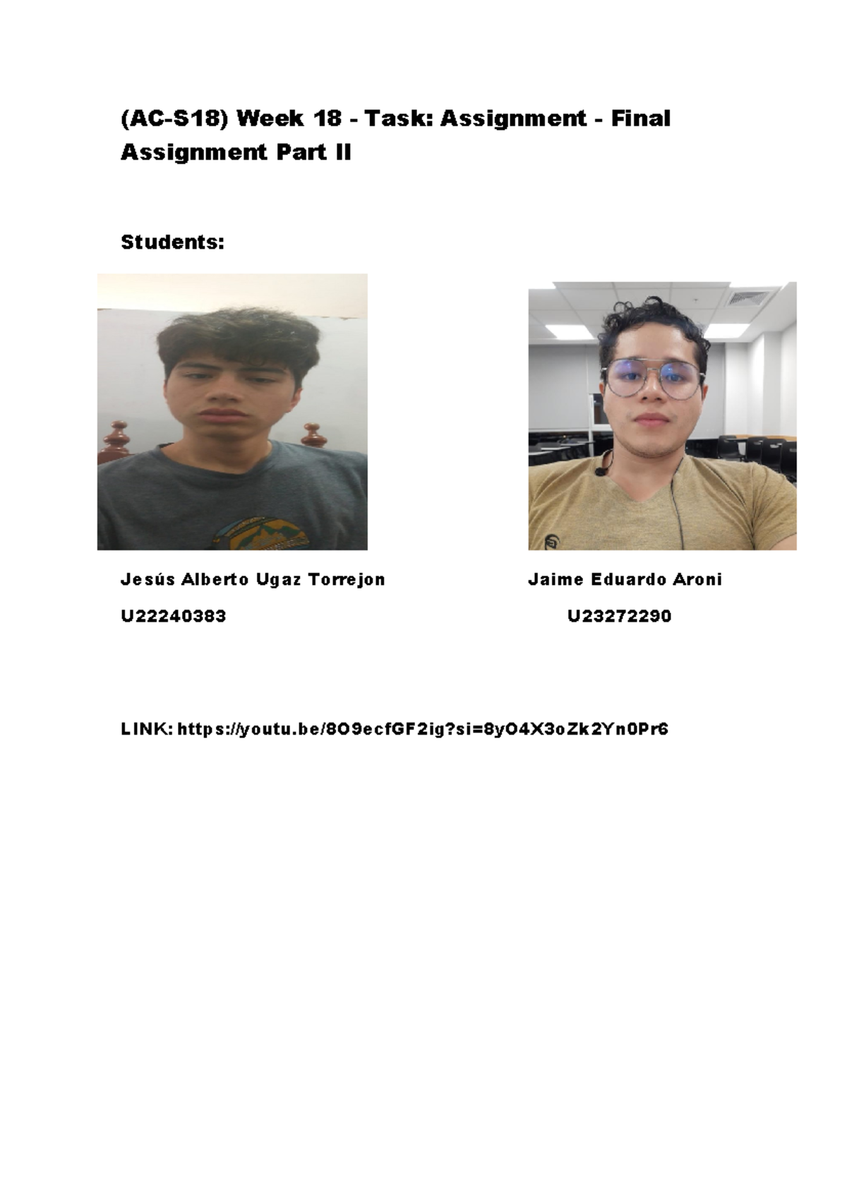 ACS18 Week 18 Task Assignment Final Assignment Part II - Ingles III - (AC-S18) Week 18 - Task ...