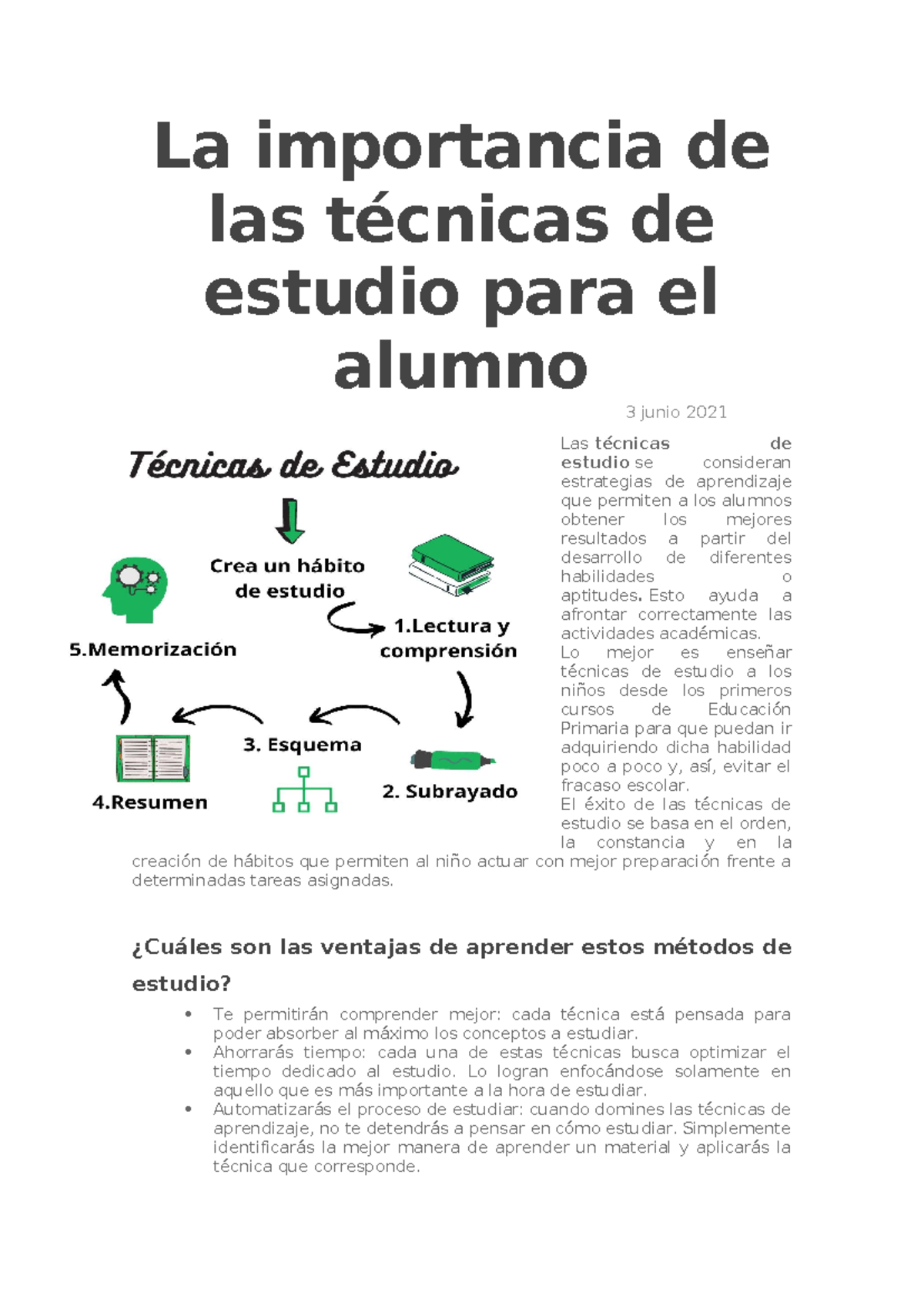 La importancia de las técnicas de estudio para el alumno - La importancia de las técnicas de ...