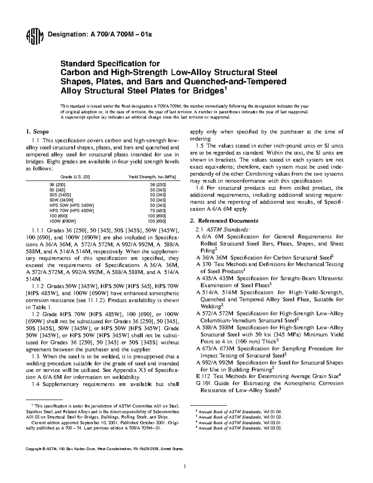 A709 - norma - Designation: A 709/A 709M – 01a Standard Specification ...
