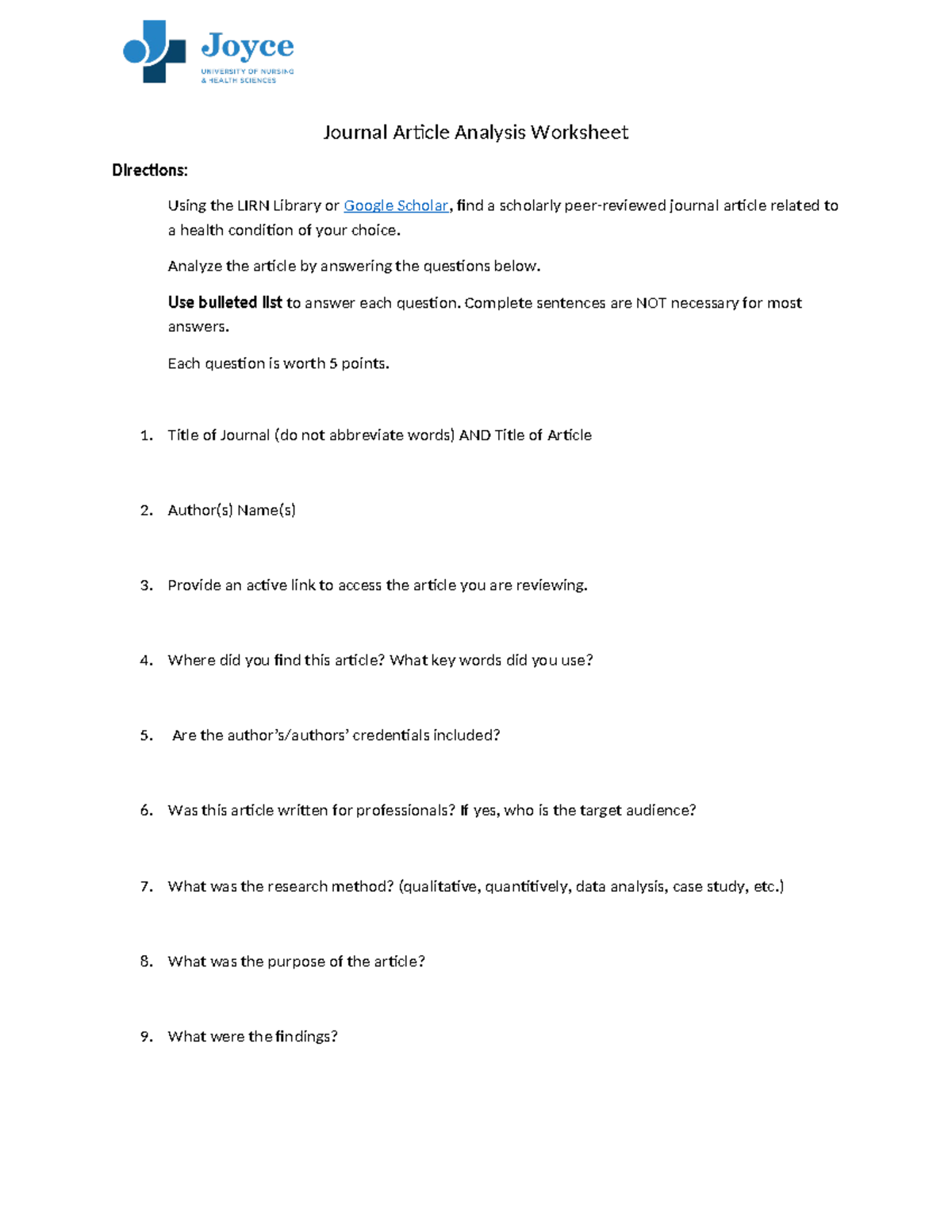 M3 Journal Analysis Worksheet (SU24) - Journal Article Analysis ...