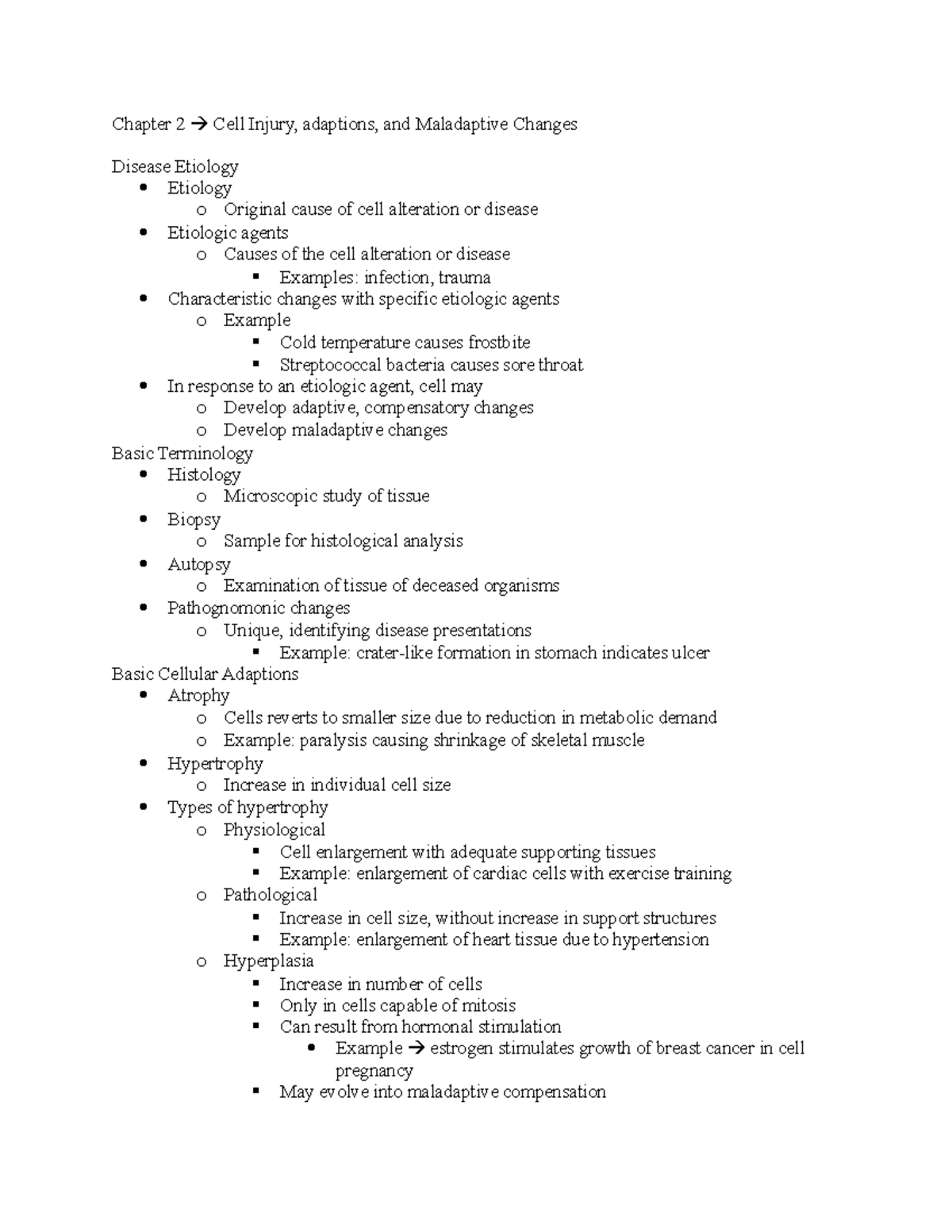 Human patho chp 2-10 - Lecture chp 2-10 - Chapter 2 Cell Injury ...