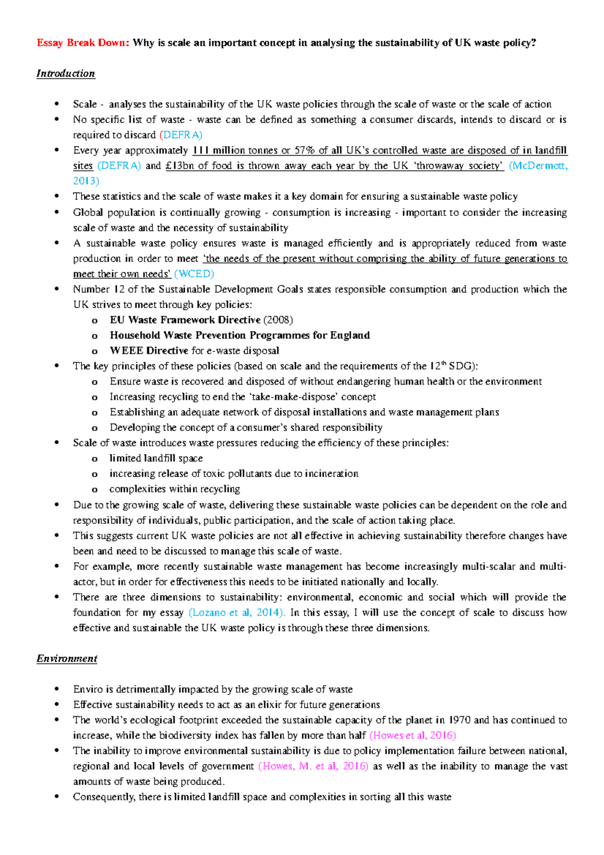 Waste Essay break down - Essay Break Down: Why is scale an important ...