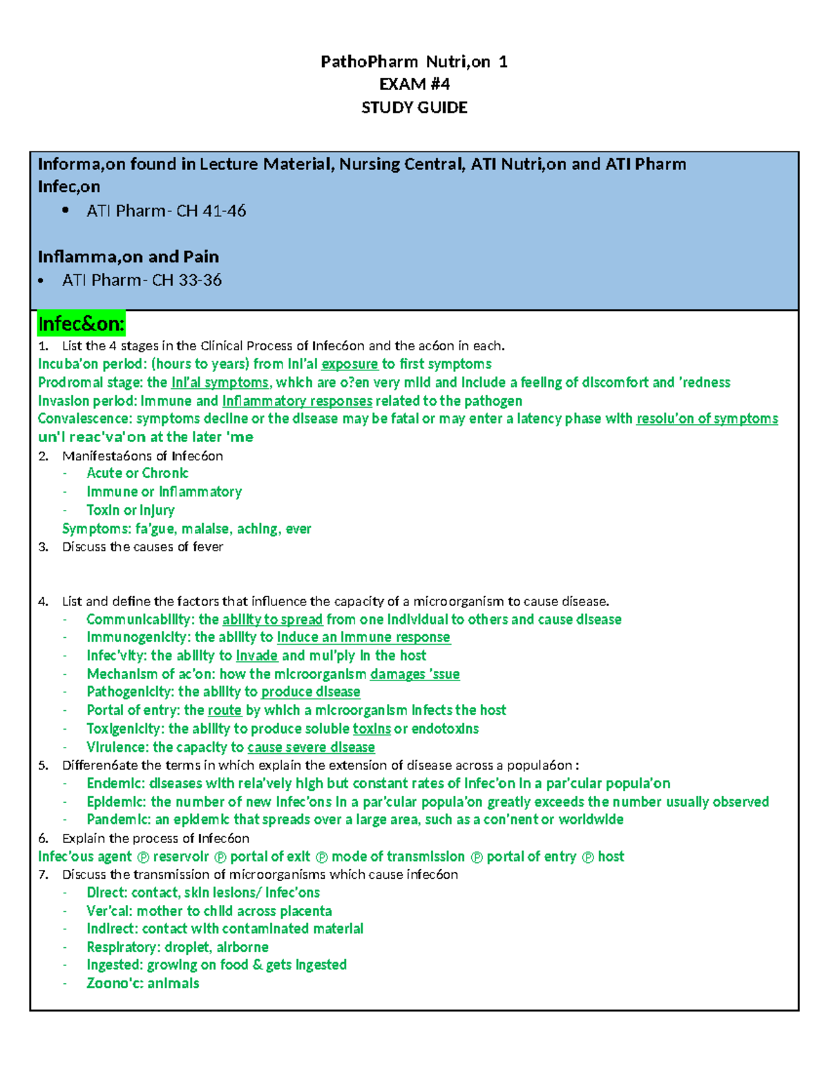 PP1 EXAM #4 Study Guide - EXAM STUDY GUIDE Informa,on found in Lecture ...