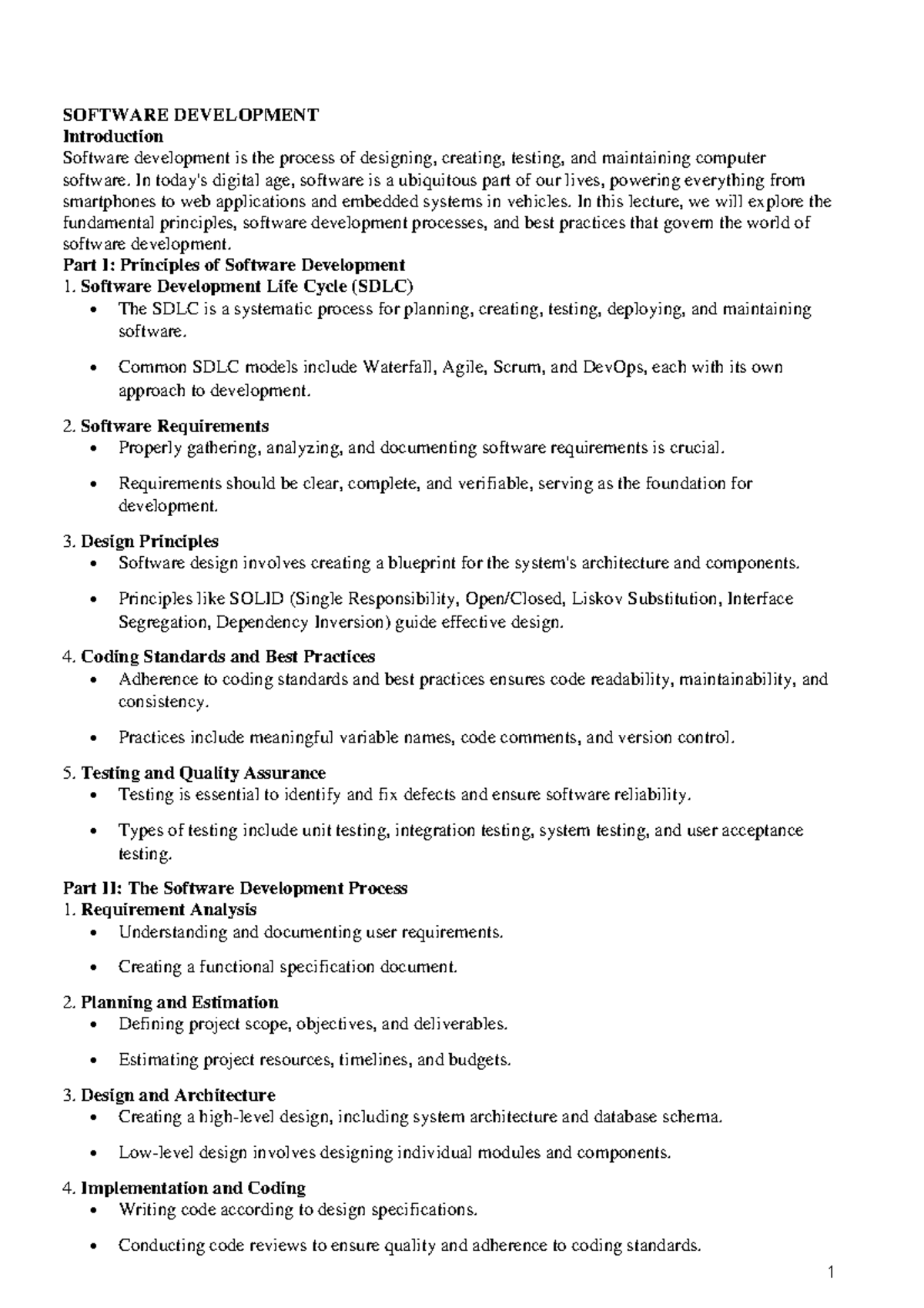 Software development - SOFTWARE DEVELOPMENT Introduction Software development is the process of ...