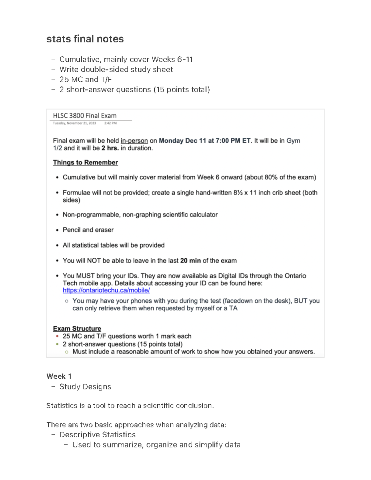 Stats final notes - Summary Introduction to Statistics ...