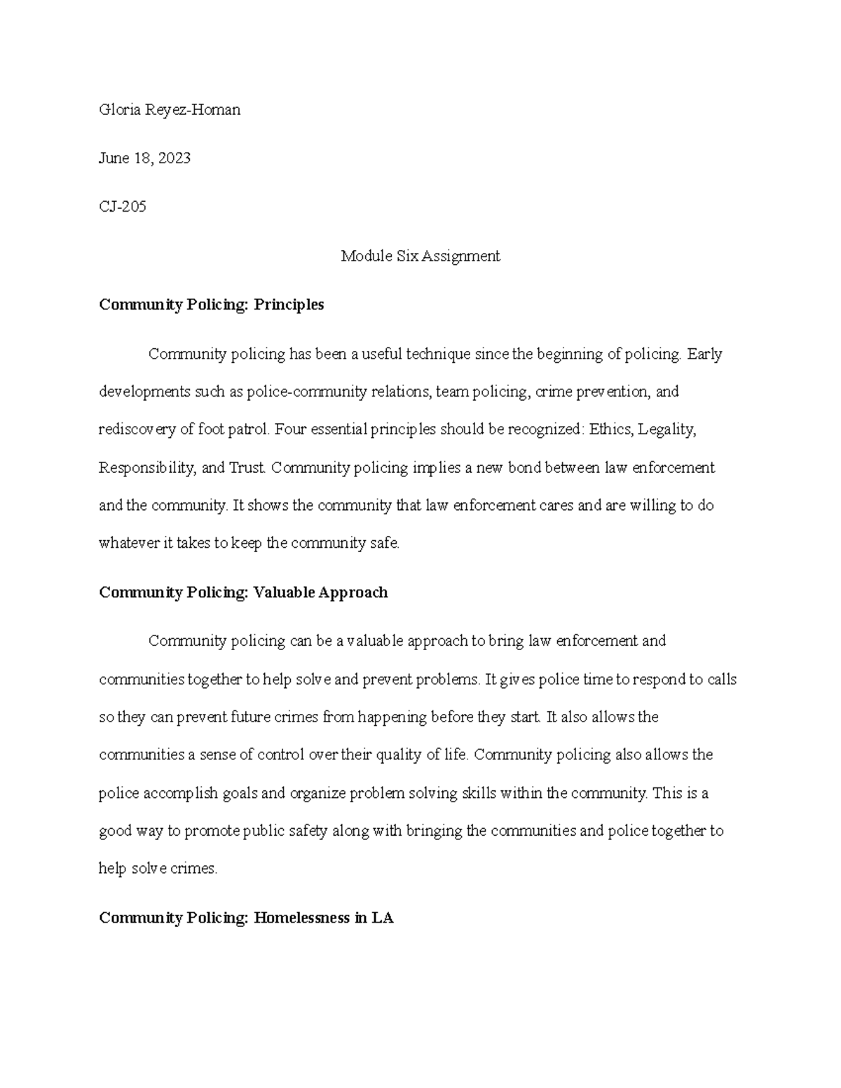 Module six Assignment - CJ 205 - SNHU - Studocu