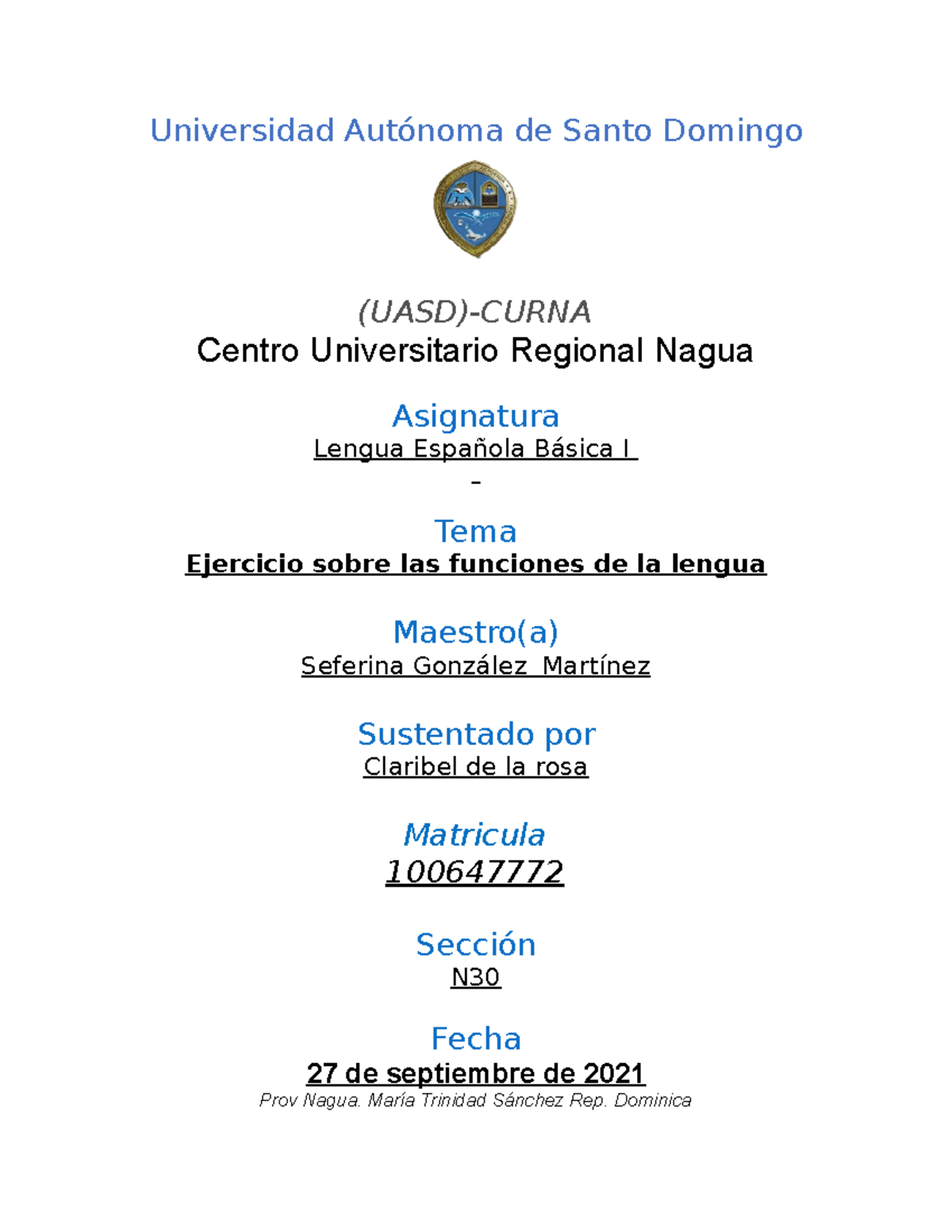 Ejercicios DE LA Unidad II claribel - Tenis De Mesa Y De Campo - UASD ...