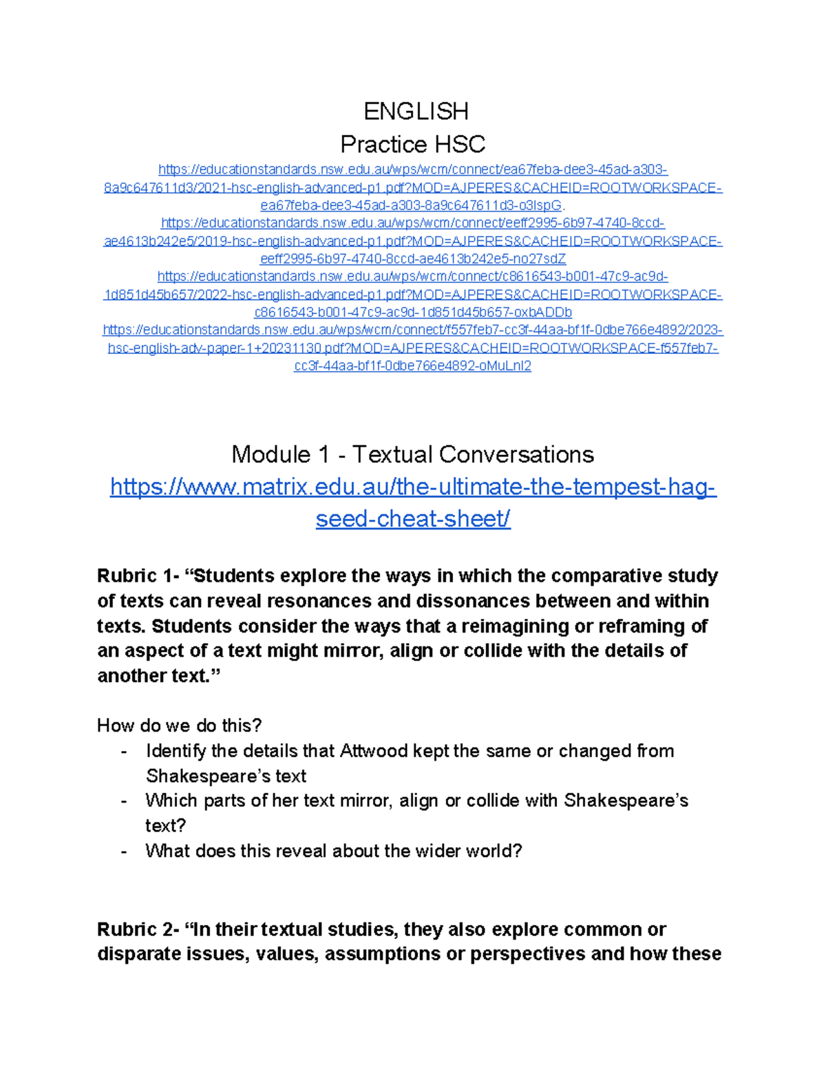 English Study Notes - ENGLISH Practice HSC - Studocu