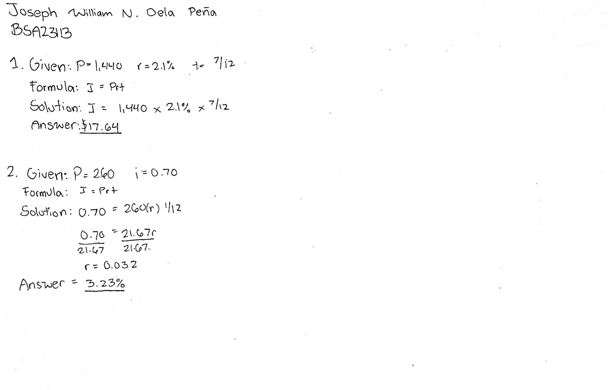 Mmw activity simple interest - BS Accountancy - Studocu