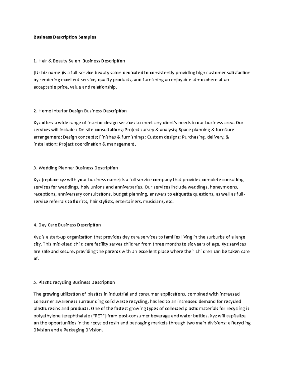 Business-Description-2022 - Business Description Samples Hair & Beauty ...