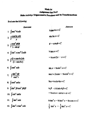 Integral Calculus Ass Set9 - Mechanical Engineering - Studocu