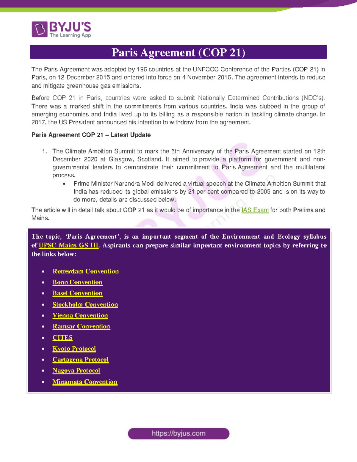 Paris Agreement COP 21 - Environment Assignment - Paris Agreement (COP ...