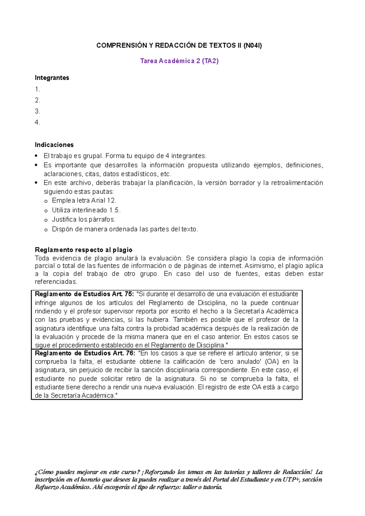 S11 - S12 - Tarea Académica 2 (TA2) versión borrador - COMPRENSIÓN Y REDACCIÓN DE TEXTOS II ...