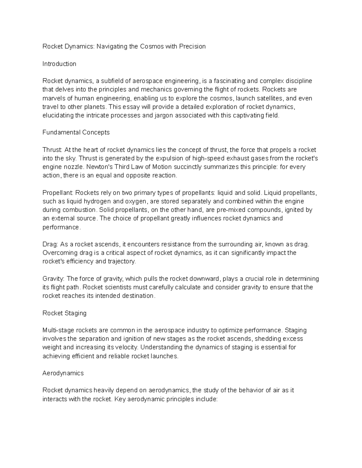 Rocket Dynamics- Navigating the Cosmos with Precision - Rocket Dynamics ...