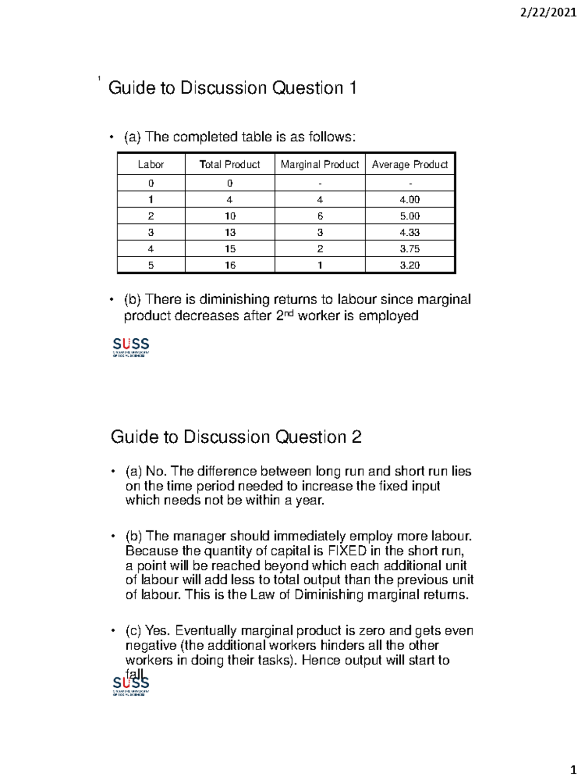 Guide to ECO201 Seminar 3 Discussion Questions - 1 Guide to Discussion ...