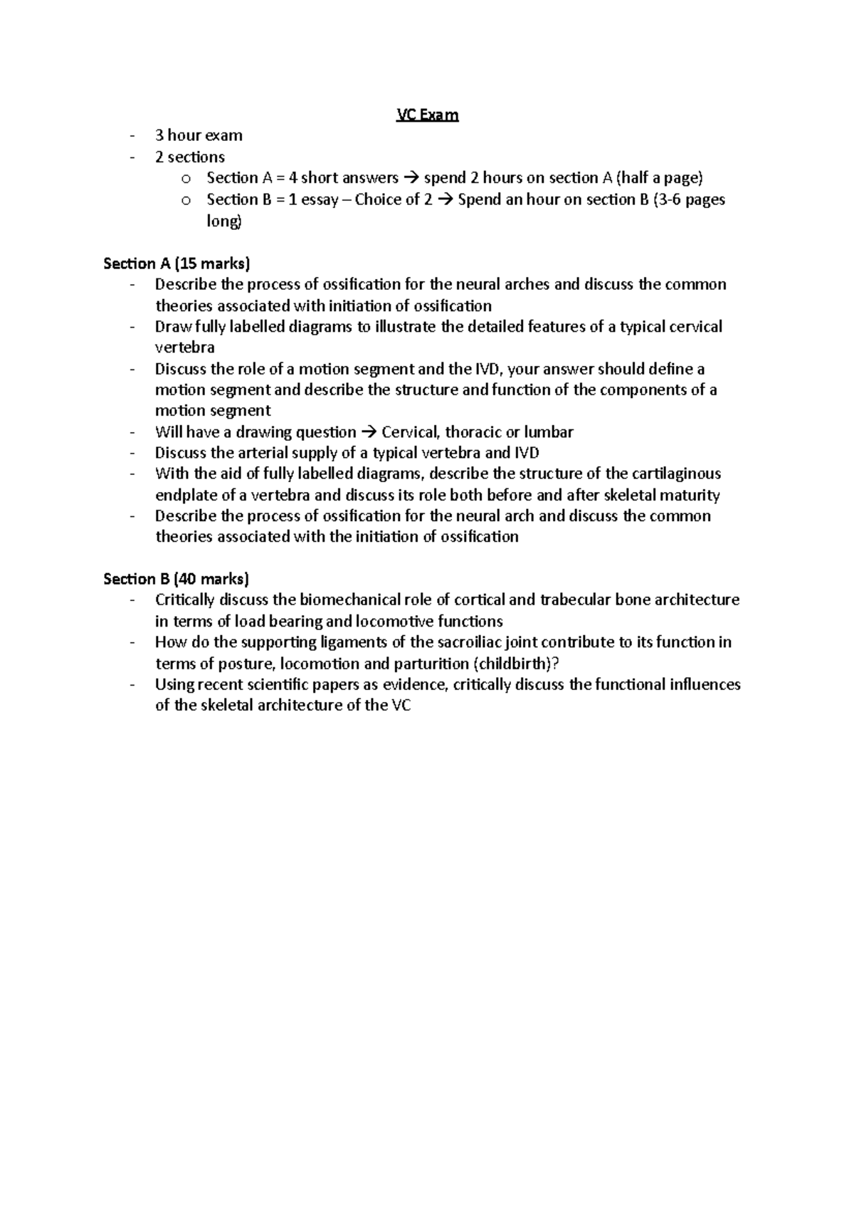 Example Exam Questions - VC Exam 3 hour exam 2 sections o Section A = 4 ...