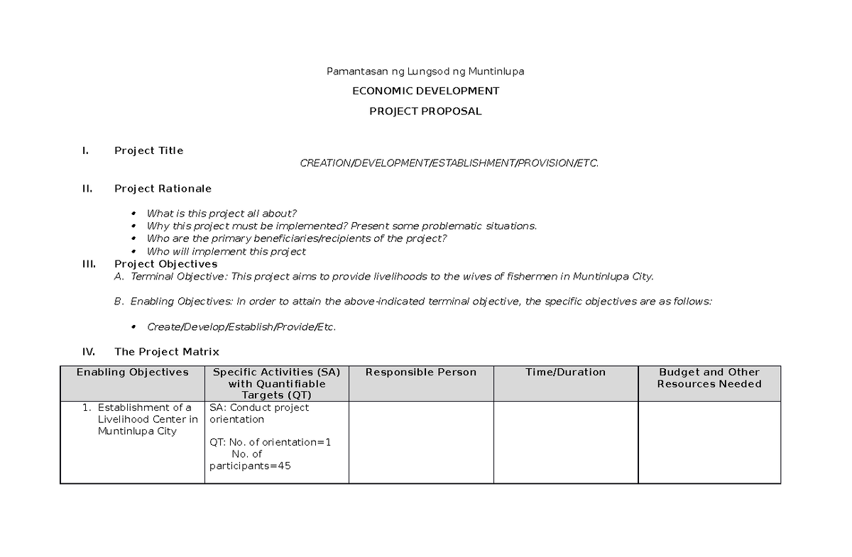 Project-Proposal-2022 - Pamantasan ng Lungsod ng Muntinlupa ECONOMIC ...