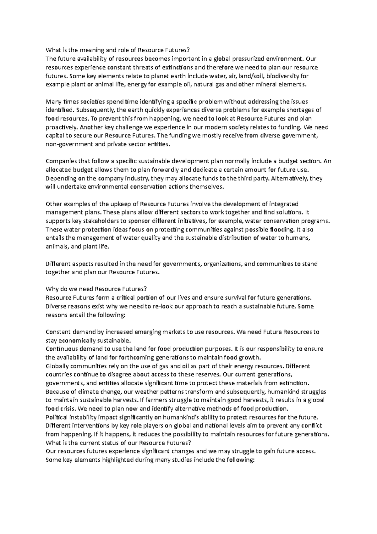 Resources - notes - GEOG1027 - GRE - Studocu