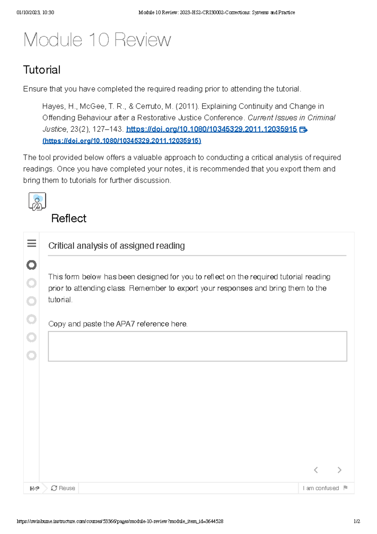 Module 10 Review 2023-HS2-CRI30002-Corrections Systems and Practice - - Studocu