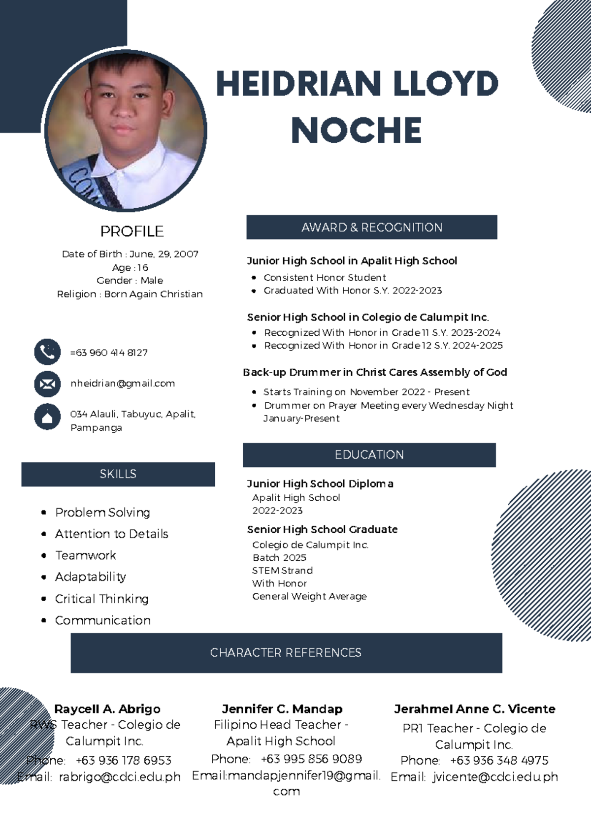 Blue professional modern CV resume - HEIDRIAN LLOYD AWARD & RECOGNITION ...