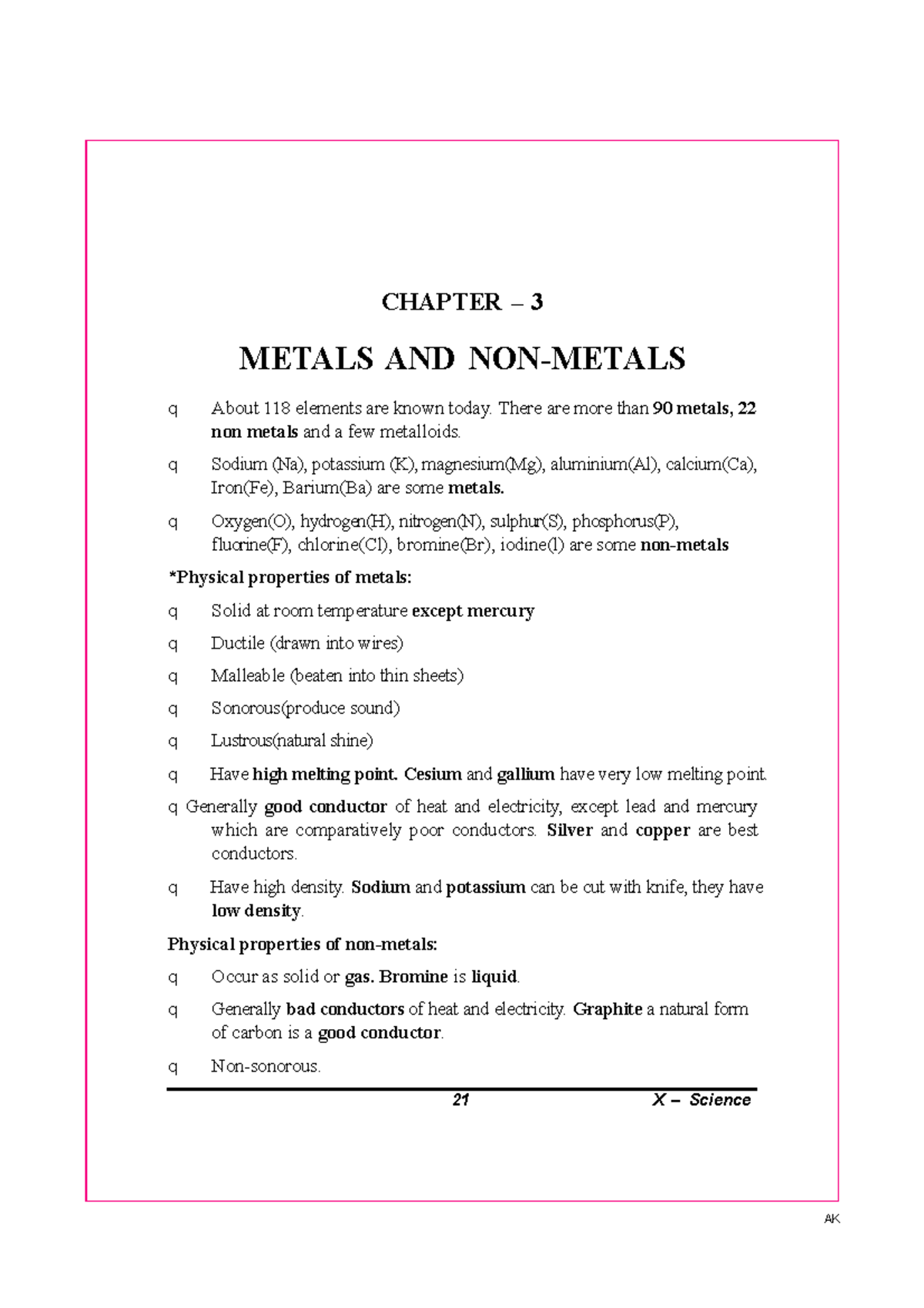Chemistry Notes 03 Metals And Non Metals AK CHAPTER 3 METALS AND chemistry-notes-03-metals-and-non-metals-ak-chapter-3-metals-and