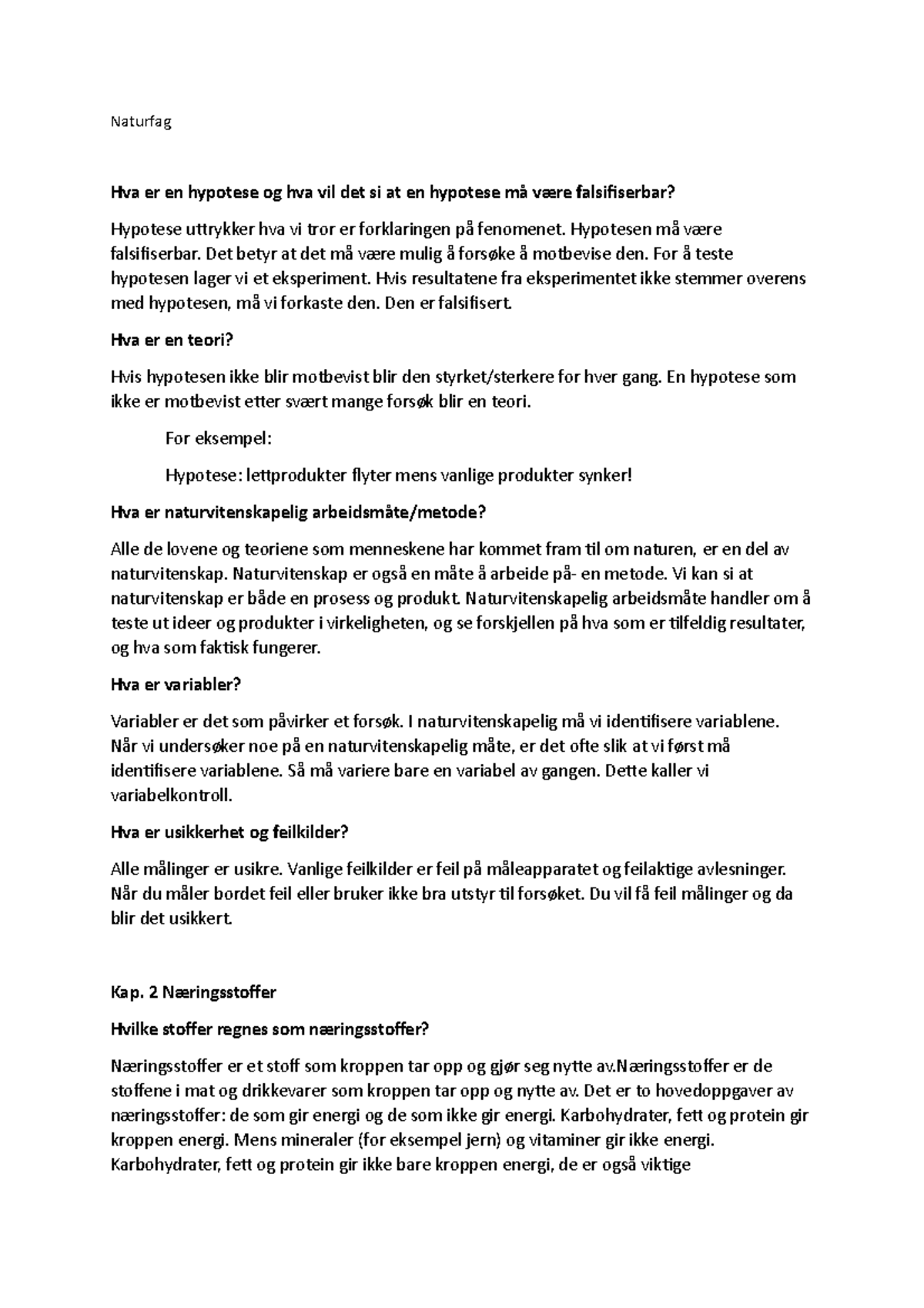 øvelse naturfag - Hypotese uttrykker hva vi tror er forklaringen på ...
