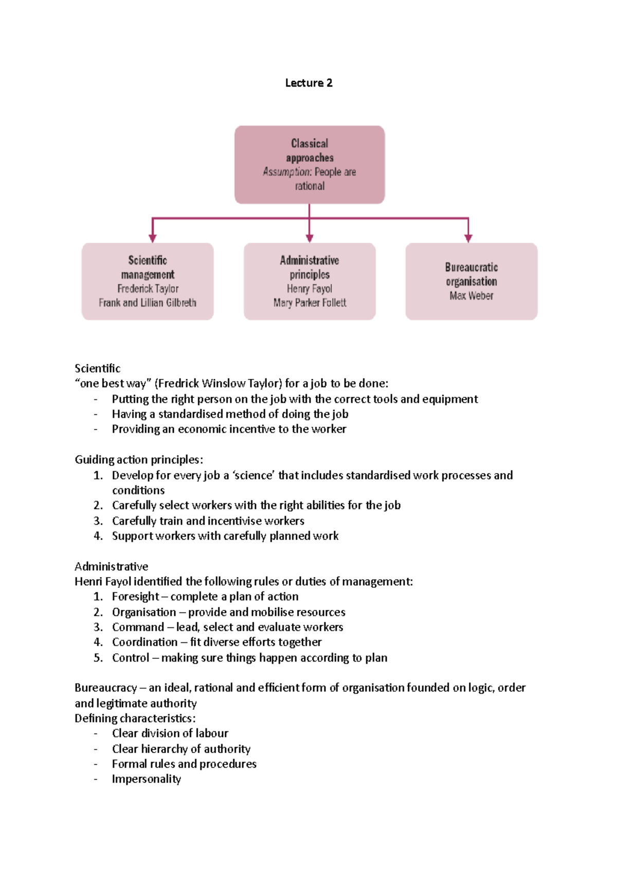 Lectures 1 and 2 - Lecture 2 Scientific “one best way” (Fredrick ...