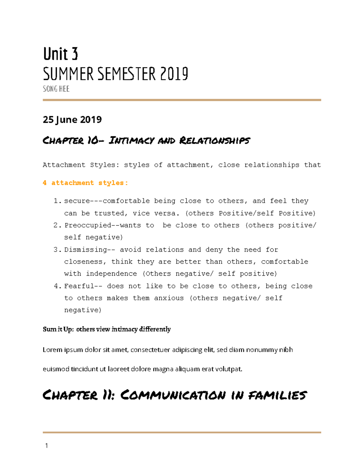 Communication Relationships - Unit 3 SUMMER SEMESTER 2019 SONG HEE 25 ...
