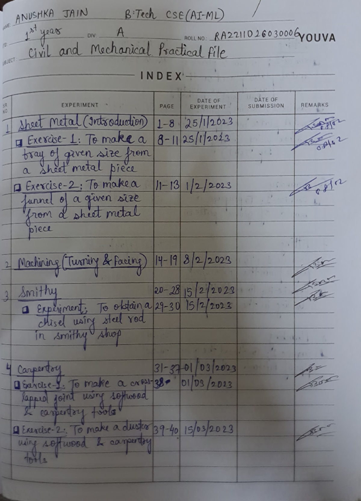 Mechanical Practical File - Civil And Mechanical Engineering Workshop ...