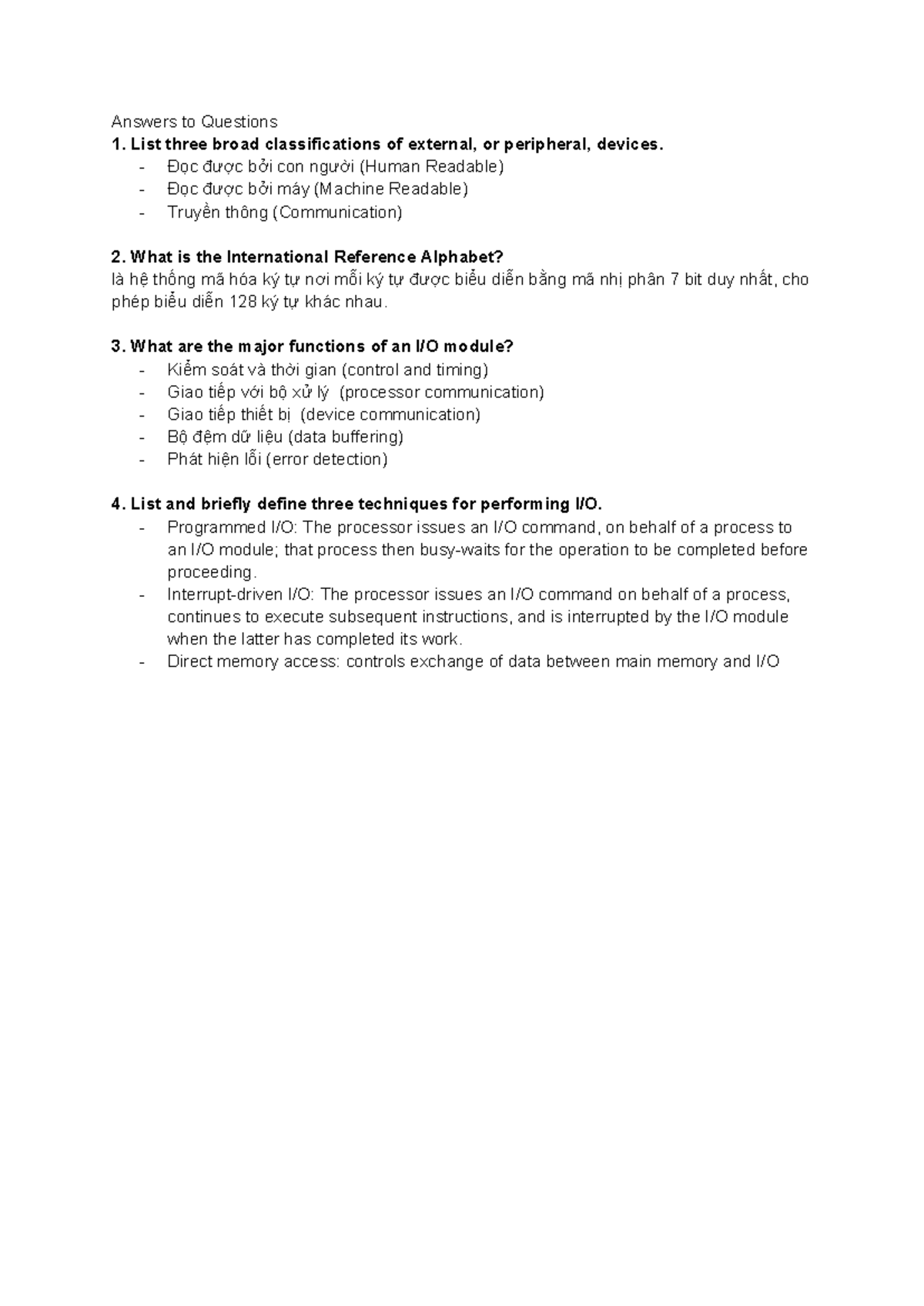 Lab2 - .... - Answers to Questions List three broad classifications of external, or peripheral ...