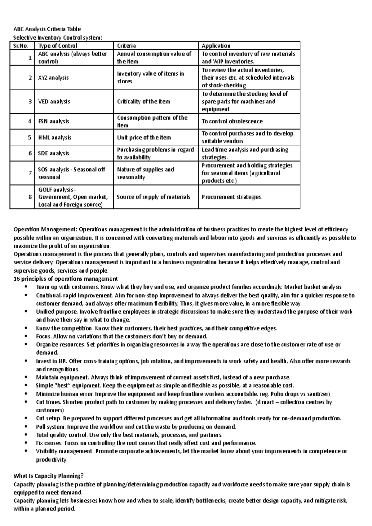 Q and Ans - Coding details - ABC Analysis Criteria Table Selective ...