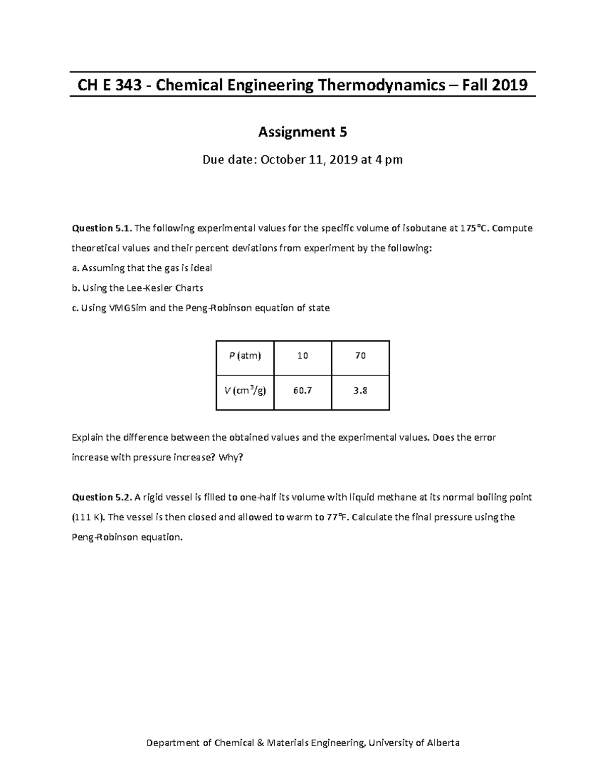 CH E 343 Assignment 05 - Warning: TT: undefined function: 32 Department of Chemical & Materials ...