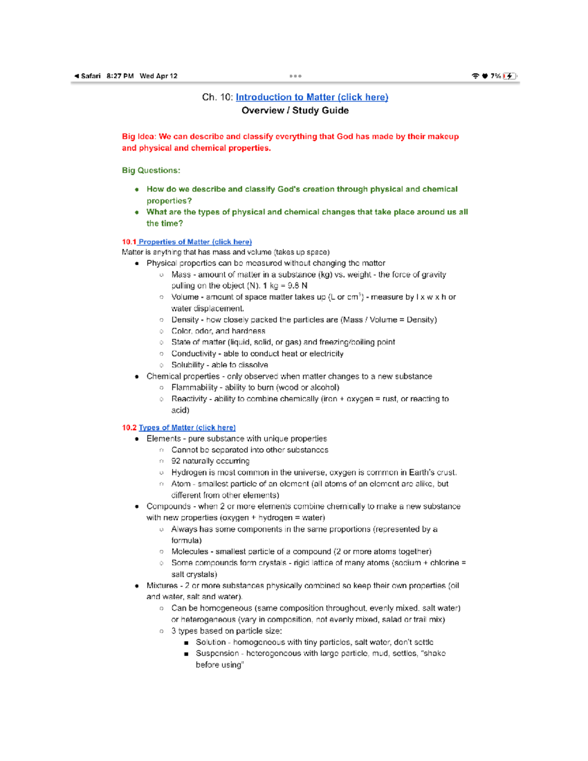 10-12 Study Guide ( Science) - Studocu