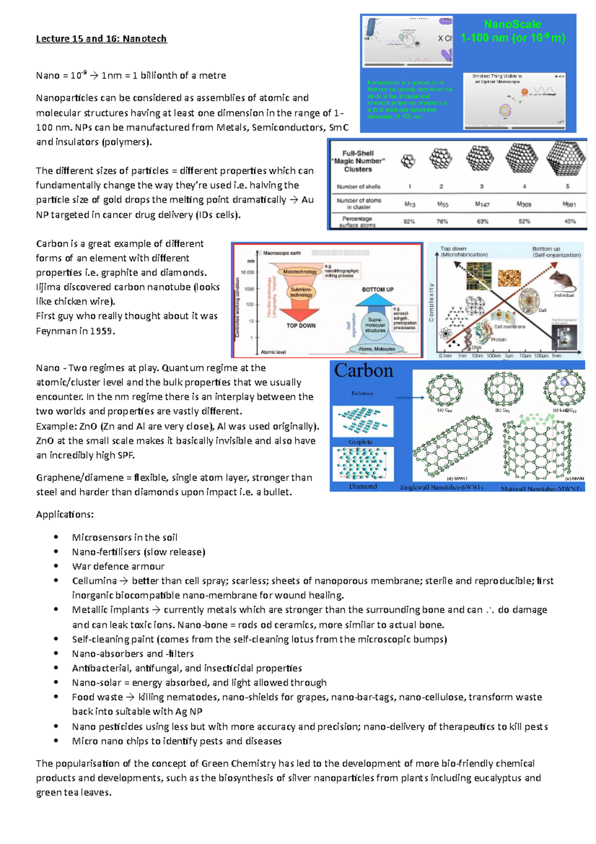 Lecture 15 and 16 - Nano tech - Lecture 15 and 16: Nanotech Nano = 10-9 ...