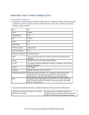 OB v SIM 3 Reflection - VSIM - Maternity Case 1: Olivia Jones (Core ...