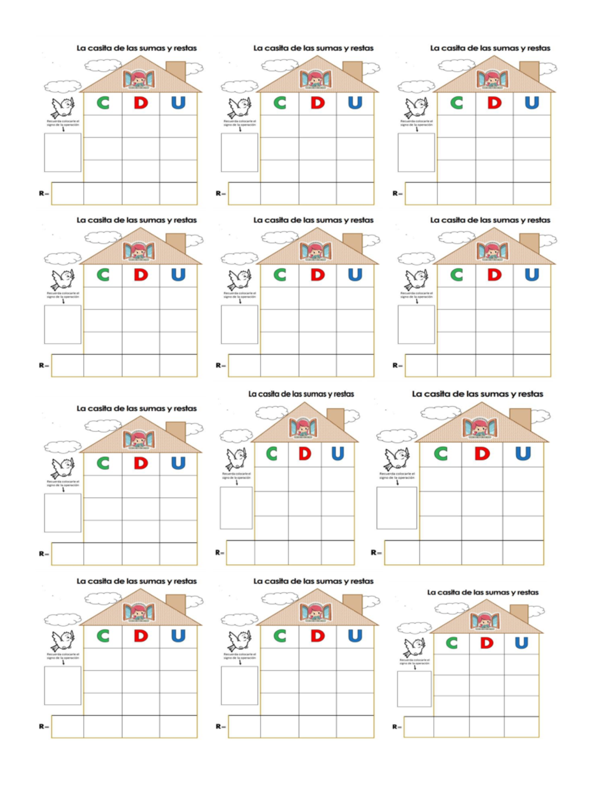 Actividad Marzo CASA DE Sumas Y Restas - Didácticas de la Educación - Studocu