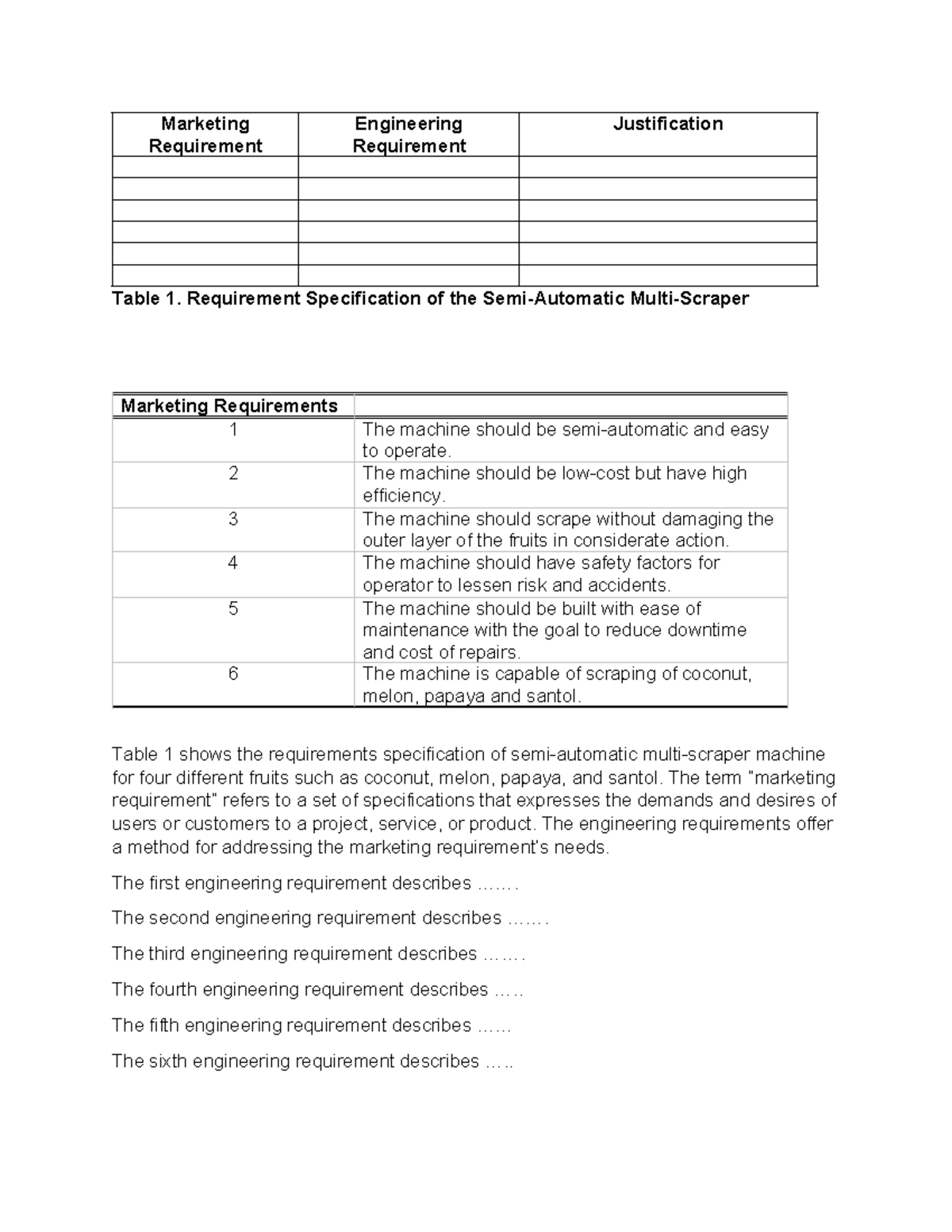 Speci - Marketing Requirement Engineering Requirement Justification ...
