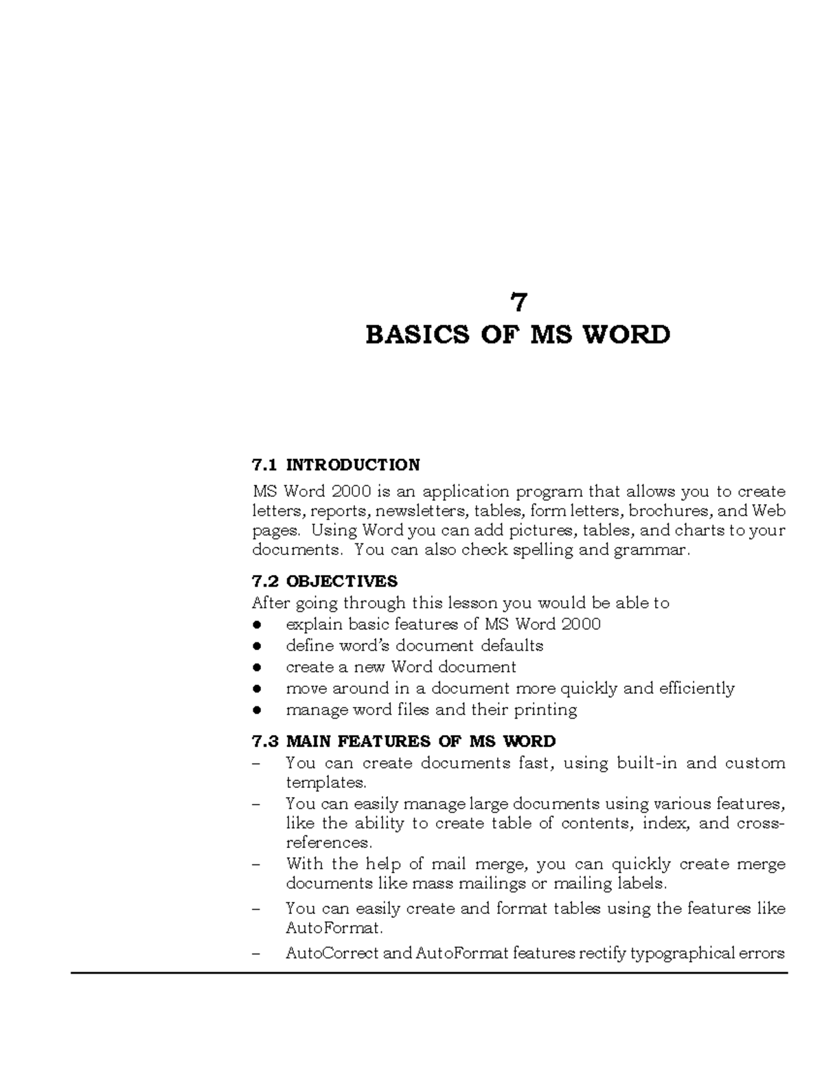 L7 - Basics OF MS WORD - These are notes to help with computer systems ...