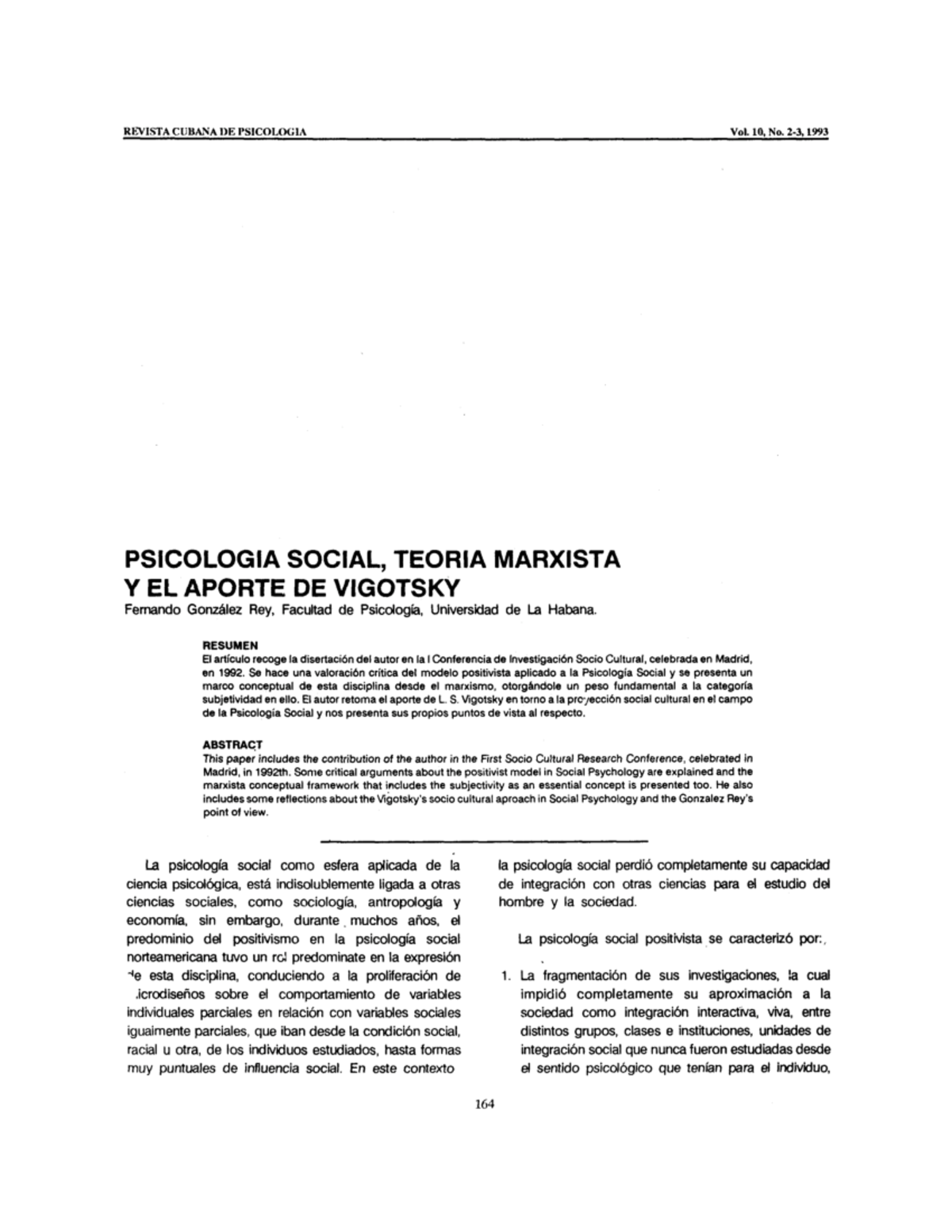 Psicología Social Marx Y Vitgosky Revista Cubana 1 E PsicologÍa Vol