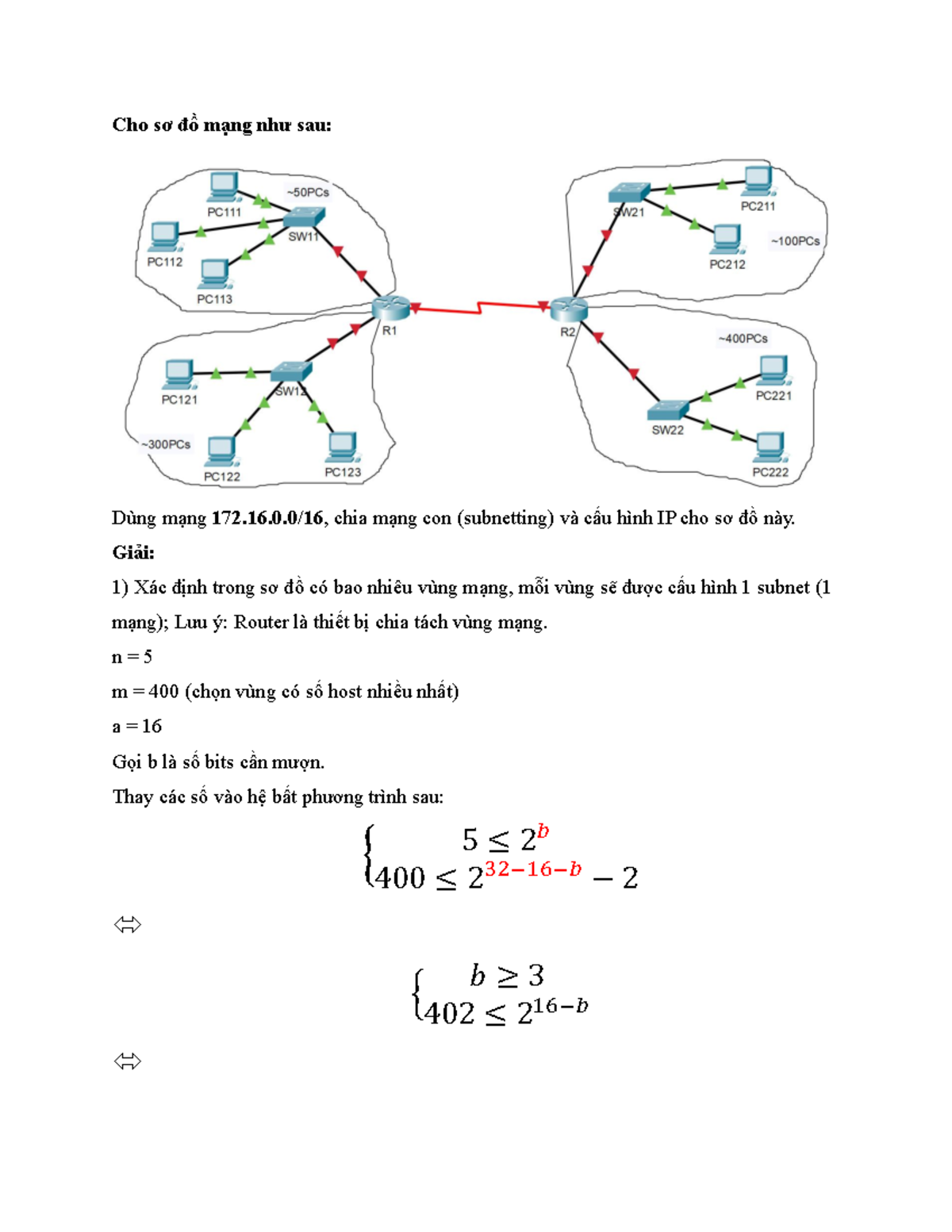 Subnetting #5 - dsad - Cho sơ đồ mạng như sau: Dùng mạng 172.16.0/16 ...