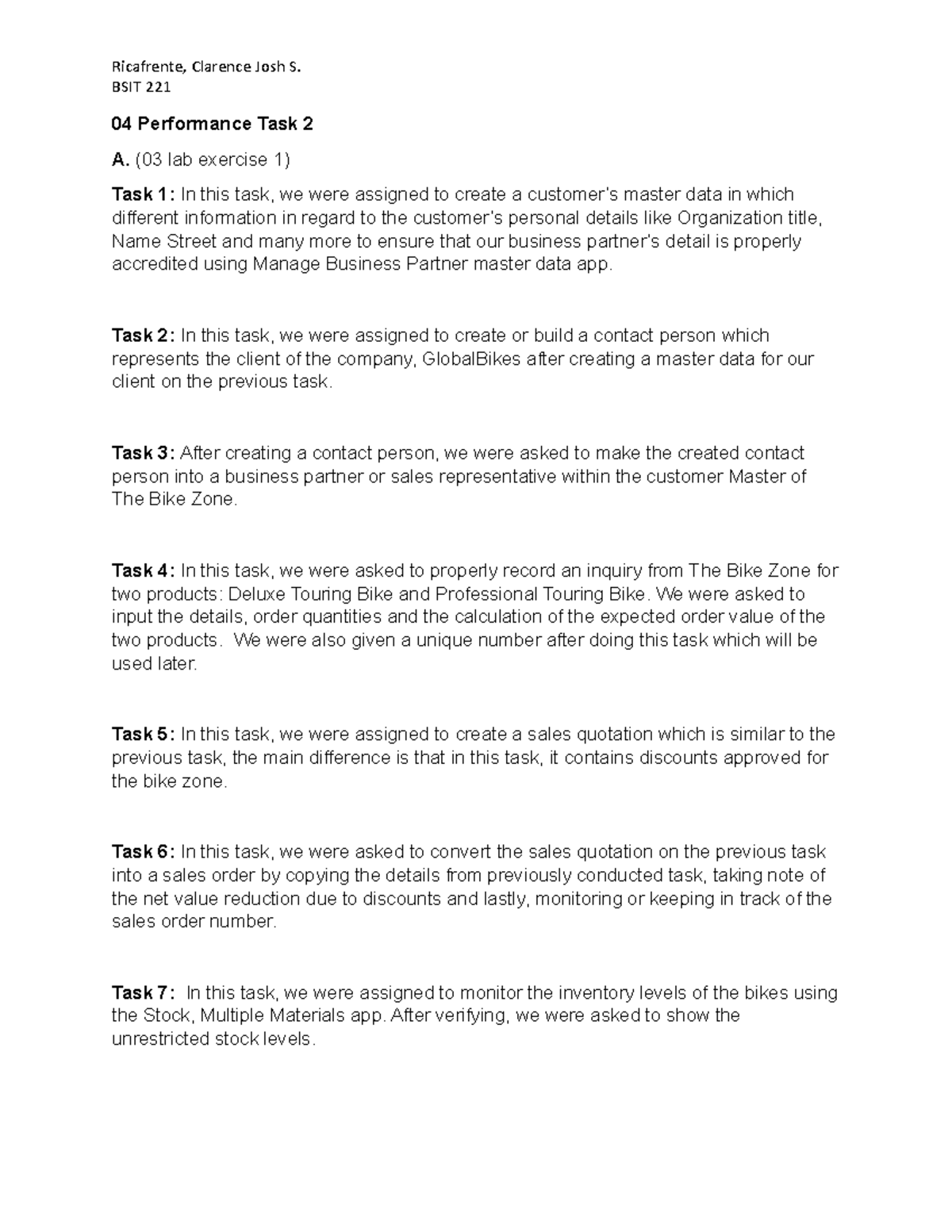 04 Performance Task 2 Ricafrente - BSIT 22 1 04 Performance Task 2 A. (03 lab exercise 1) Task 1 ...