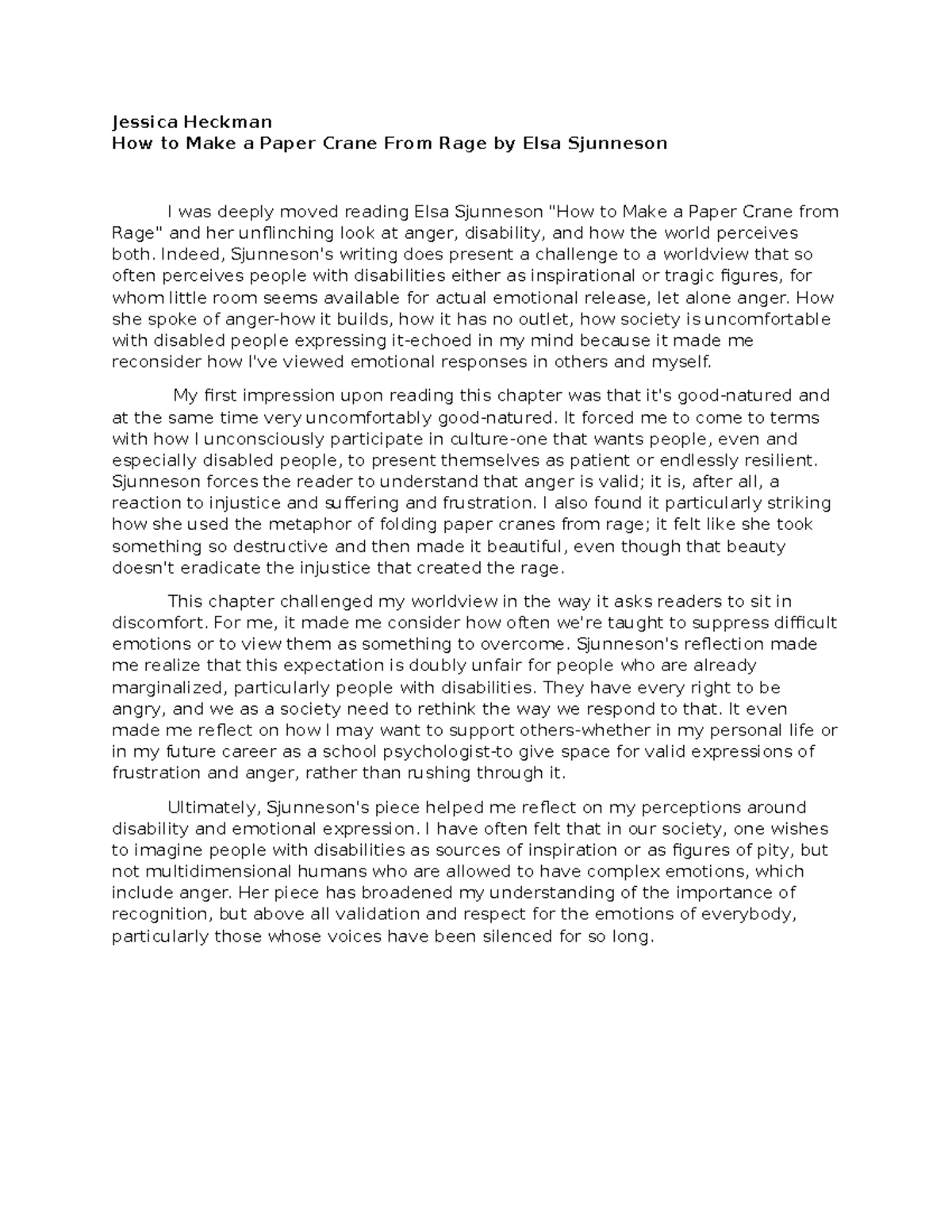 PICK A Chapter - Jessica Heckman How to Make a Paper Crane From Rage by Elsa Sjunneson I was ...