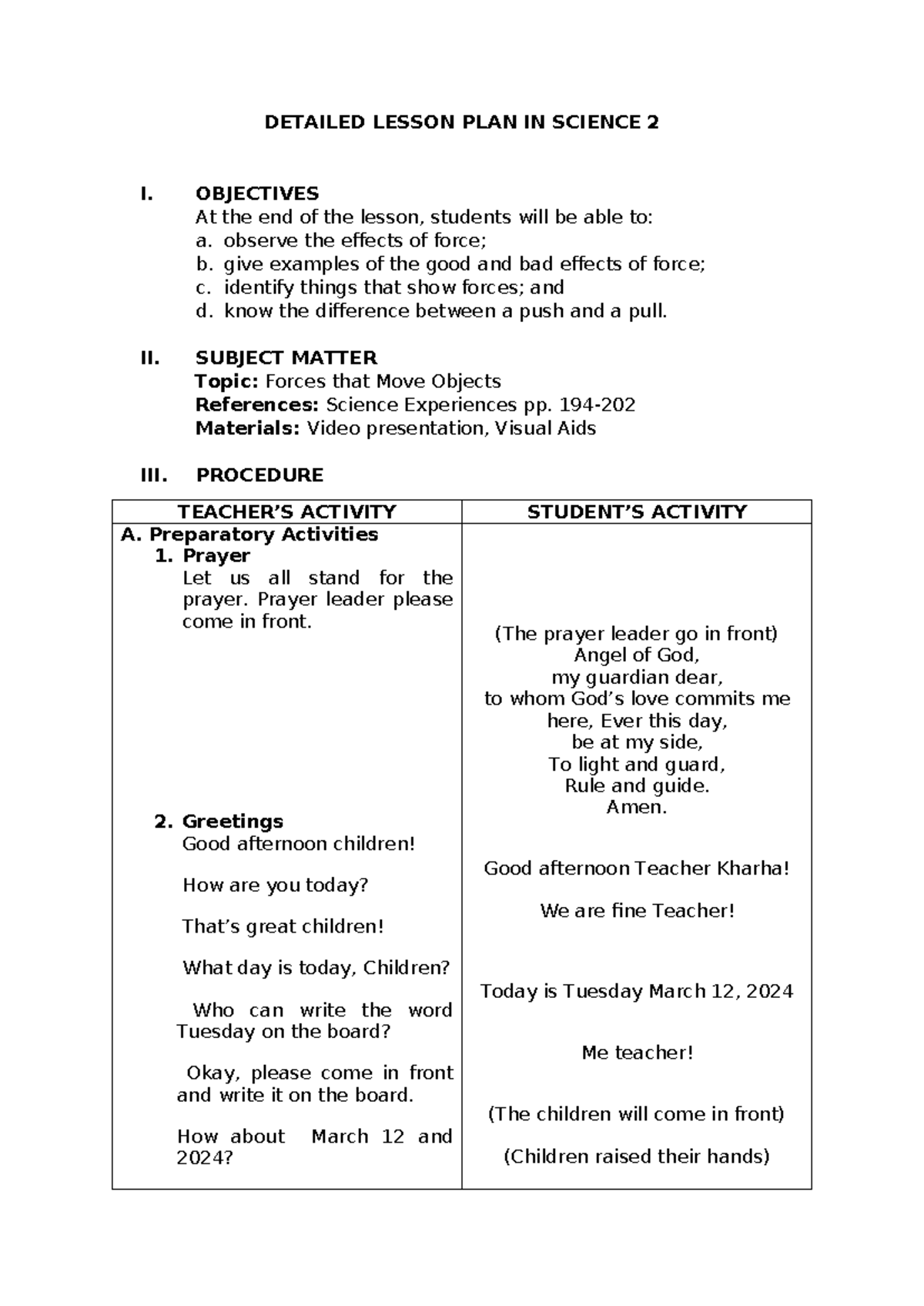 Detailed Lesson PLAN IN Science 2 - DETAILED LESSON PLAN IN SCIENCE 2 I ...
