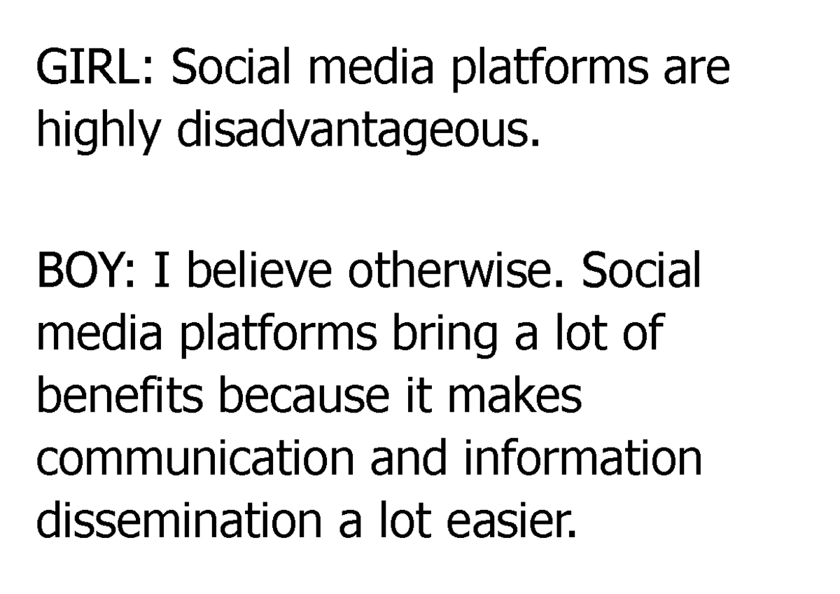 Fallacies - GIRL: Social media platforms are highly disadvantageous ...