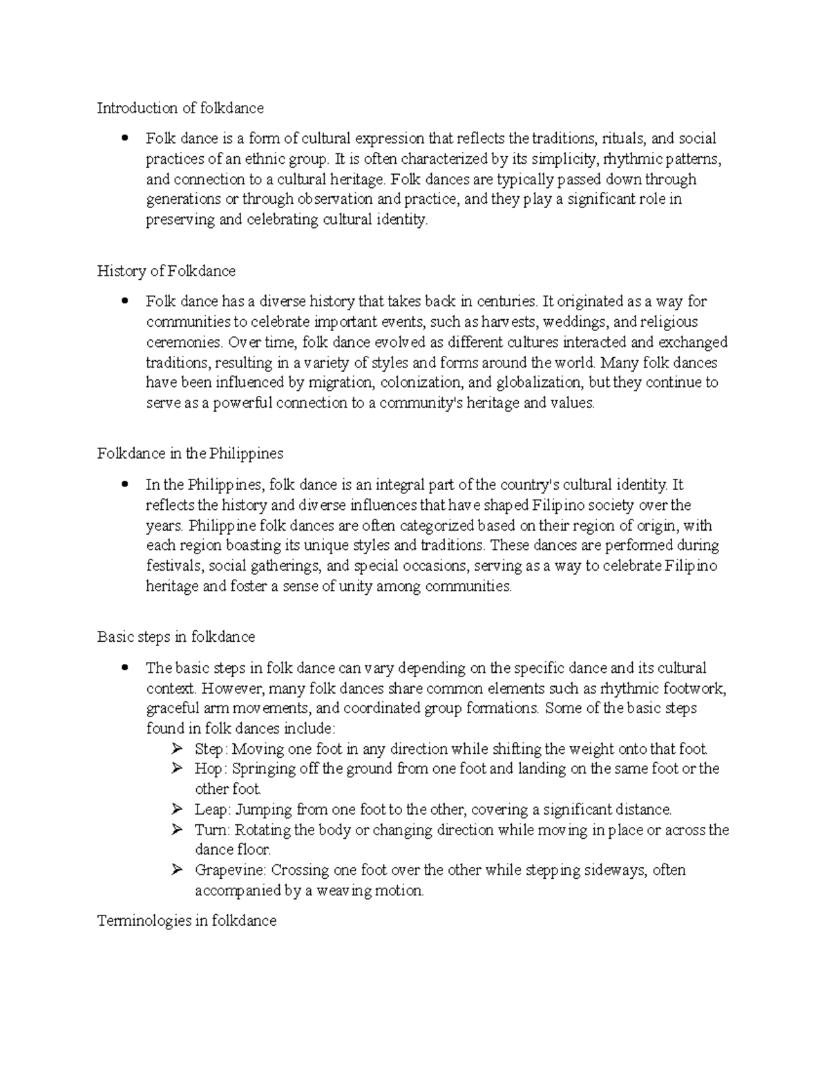 PE Folkdance - Introduction of folkdance Folk dance is a form of ...
