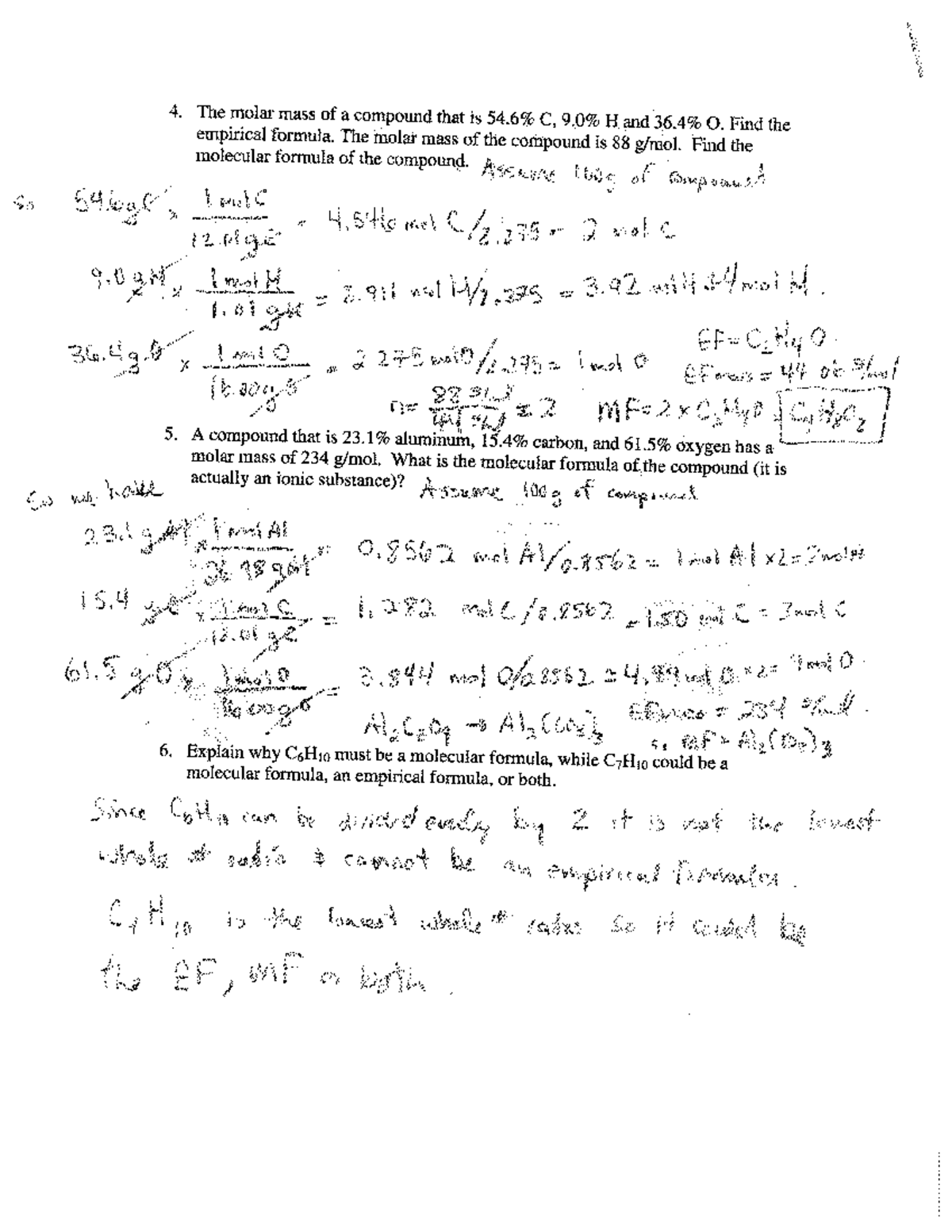 Tutorial 6 part 2 answers - Chem 0130 - Studocu