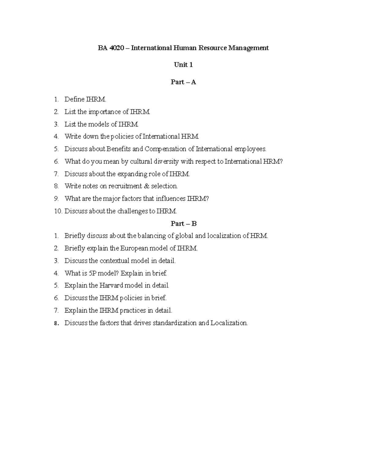 QB Unit 1 BA 4020 International Human Resource Management Unit 1 qb-unit-1-ba-4020-international-human-resource-management-unit-1