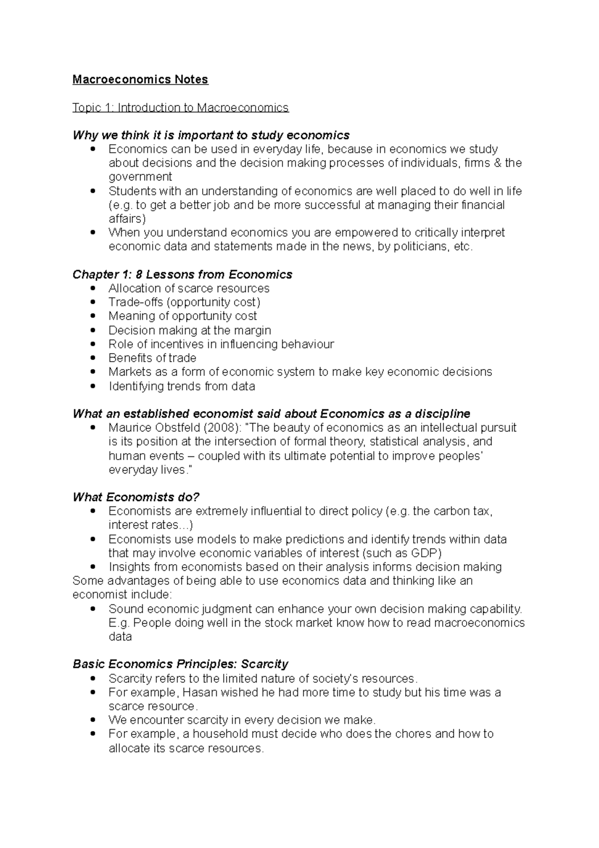 Macroeconomics Notes - to get a better job and be more successful at ...