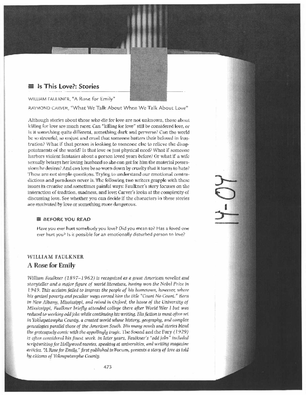 Faulkner - A Rose for Emily - = Is This Love?: Stories WILLIAM FAULKNER ...