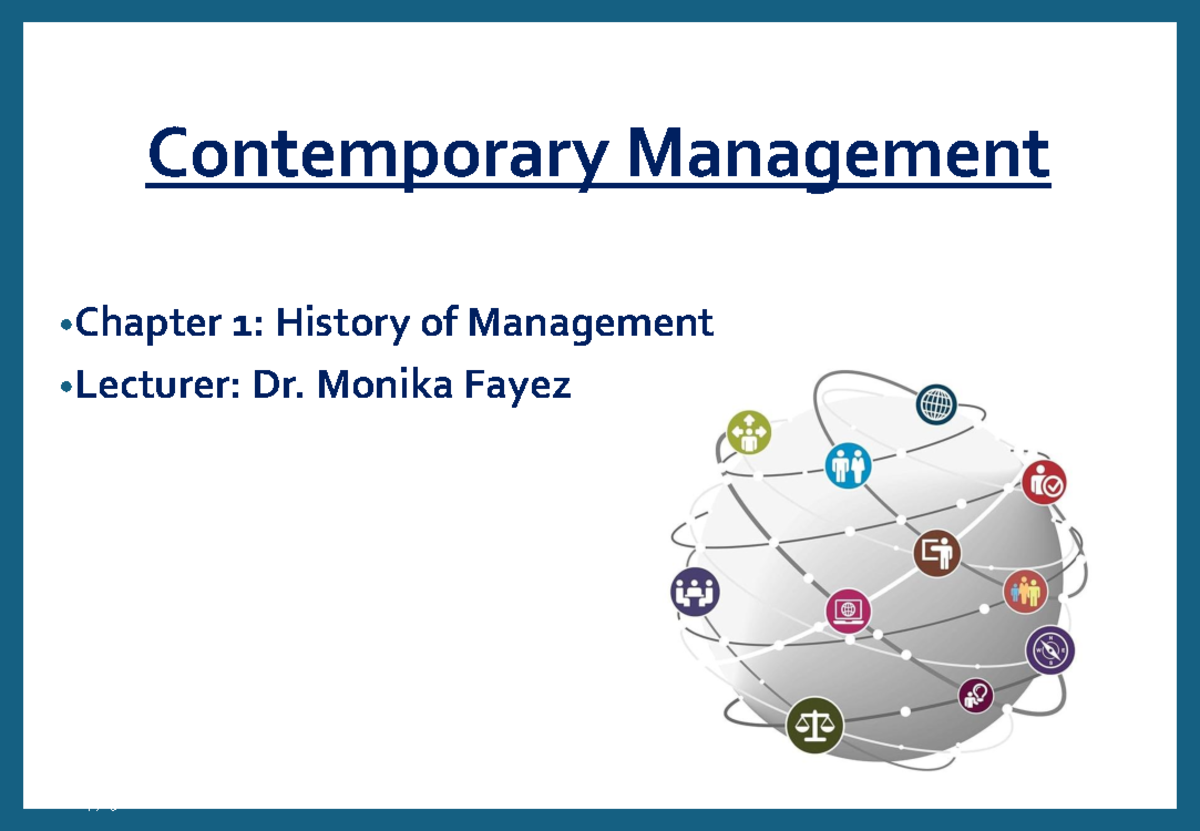 Chapter 1 - History - Contemporary Management - Contemporary Management ...